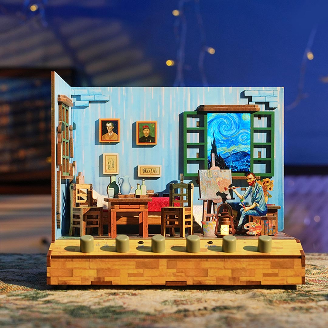 Van Gogh's Bedroom DIY Miniature & 6 Sound Effects Scene House – Fifijoy