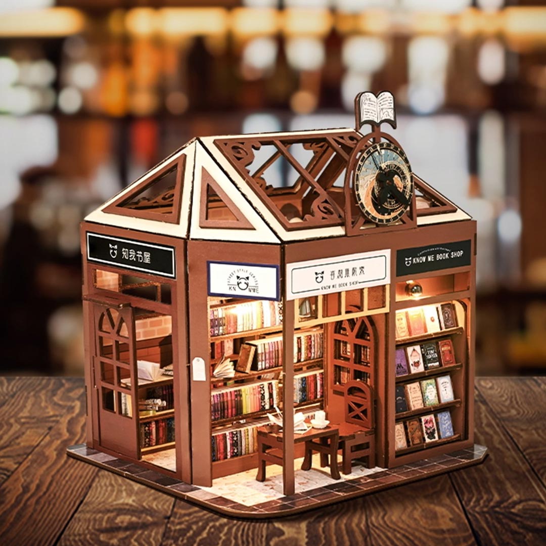 Street View Bookstore DIY Miniature Dollhouse Kit – Fifijoy