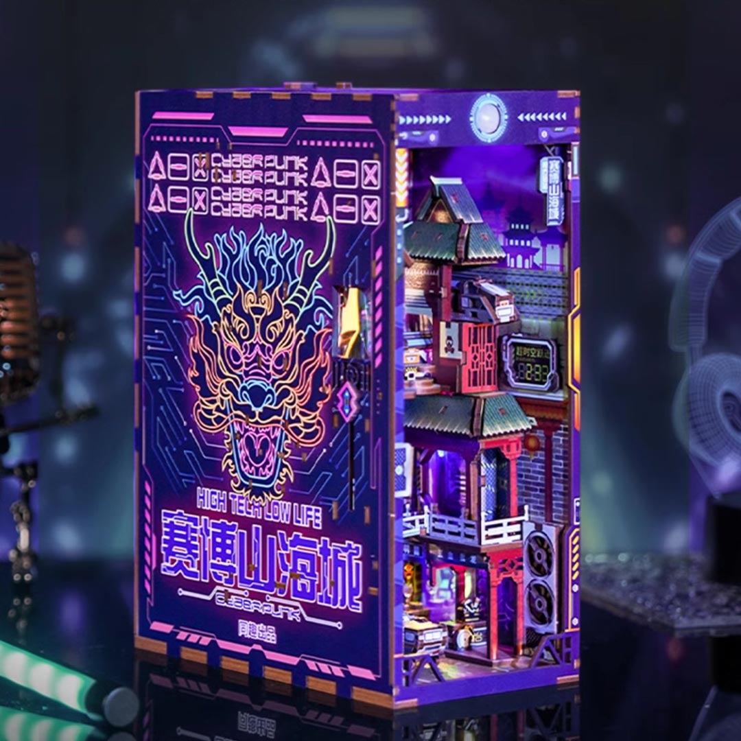 Cyber Landscape City DIY Book Nook Bookshelf Insert – Fifijoy