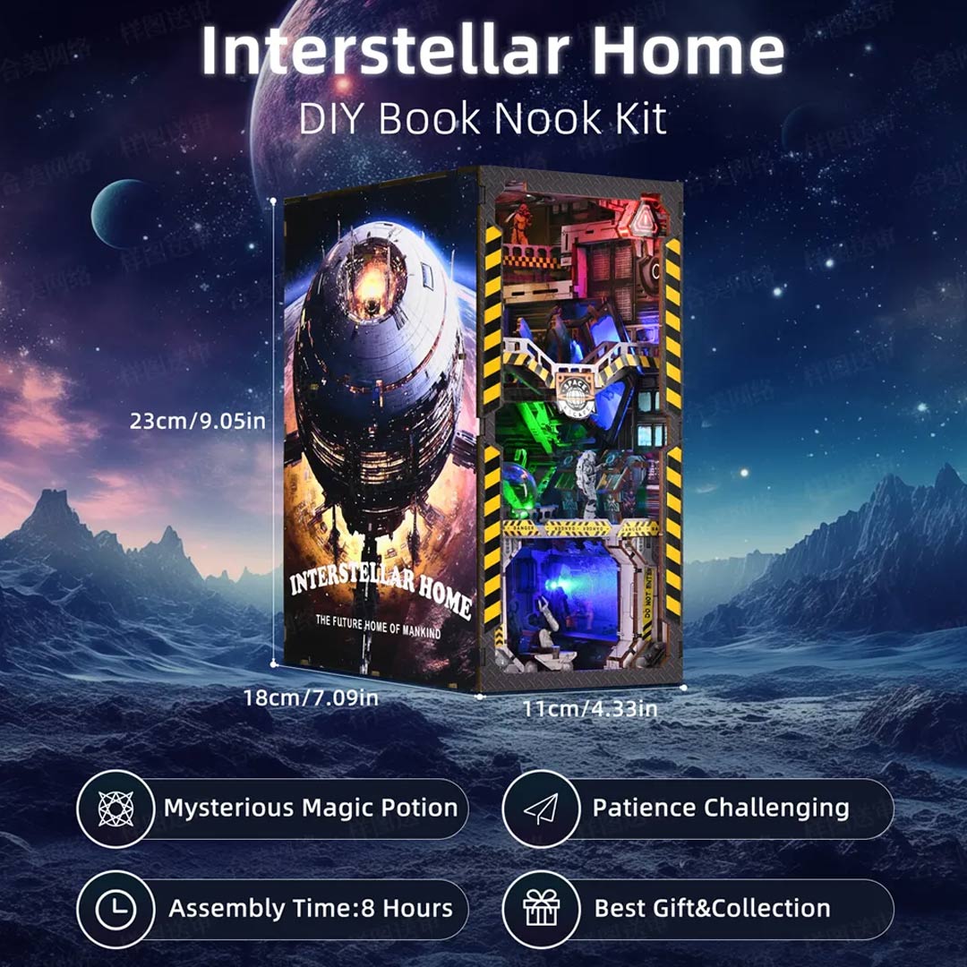 Interstellar Home 3D Wooden Puzzle Book Nook – Fifijoy