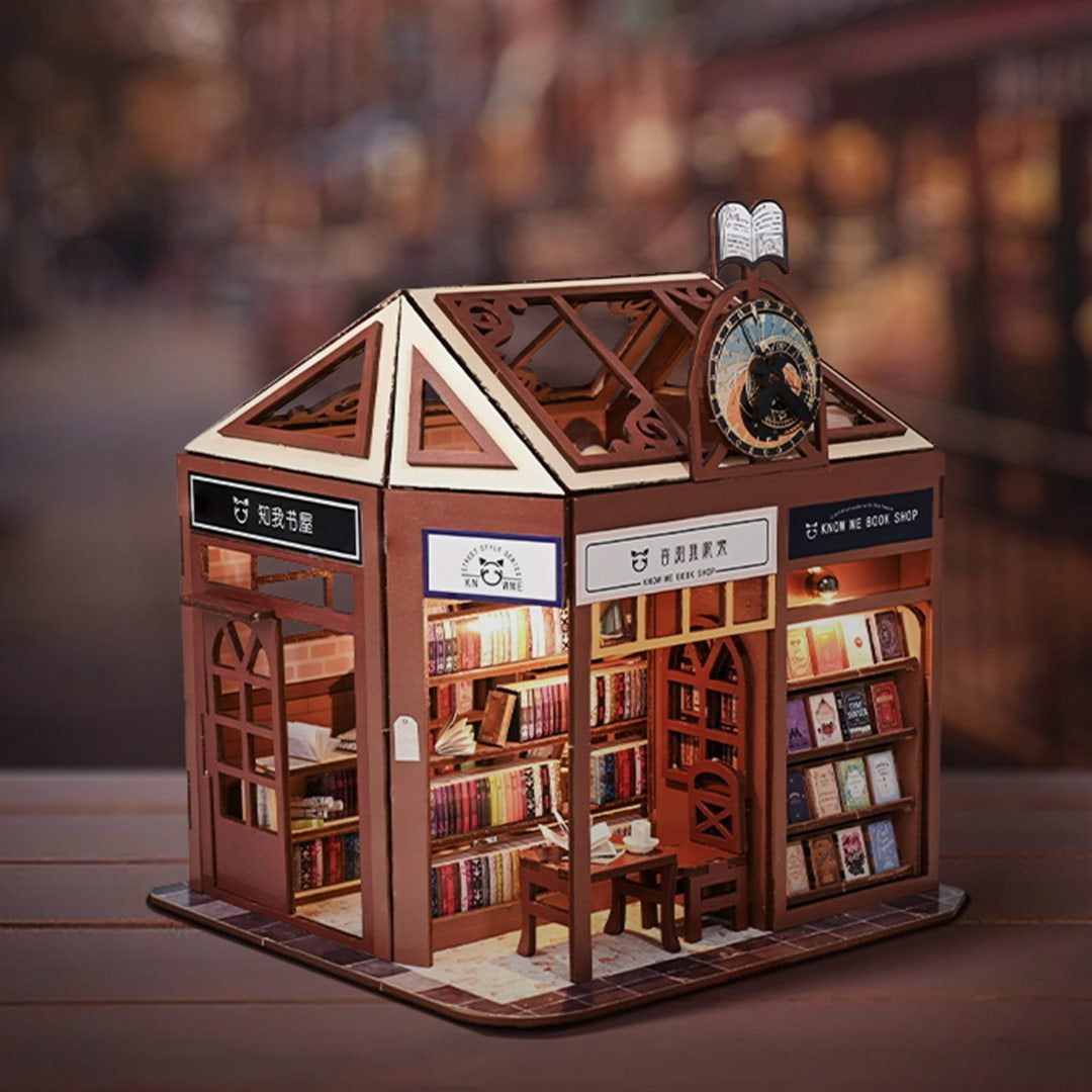 Street View Bookstore DIY Miniature Dollhouse Kit – Fifijoy