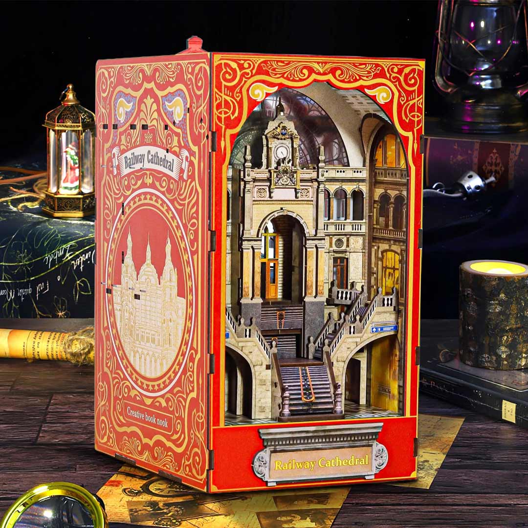 Railway Cathedral DIY Book Nook Bookshelf (2 Sides Scene) – Fifijoy