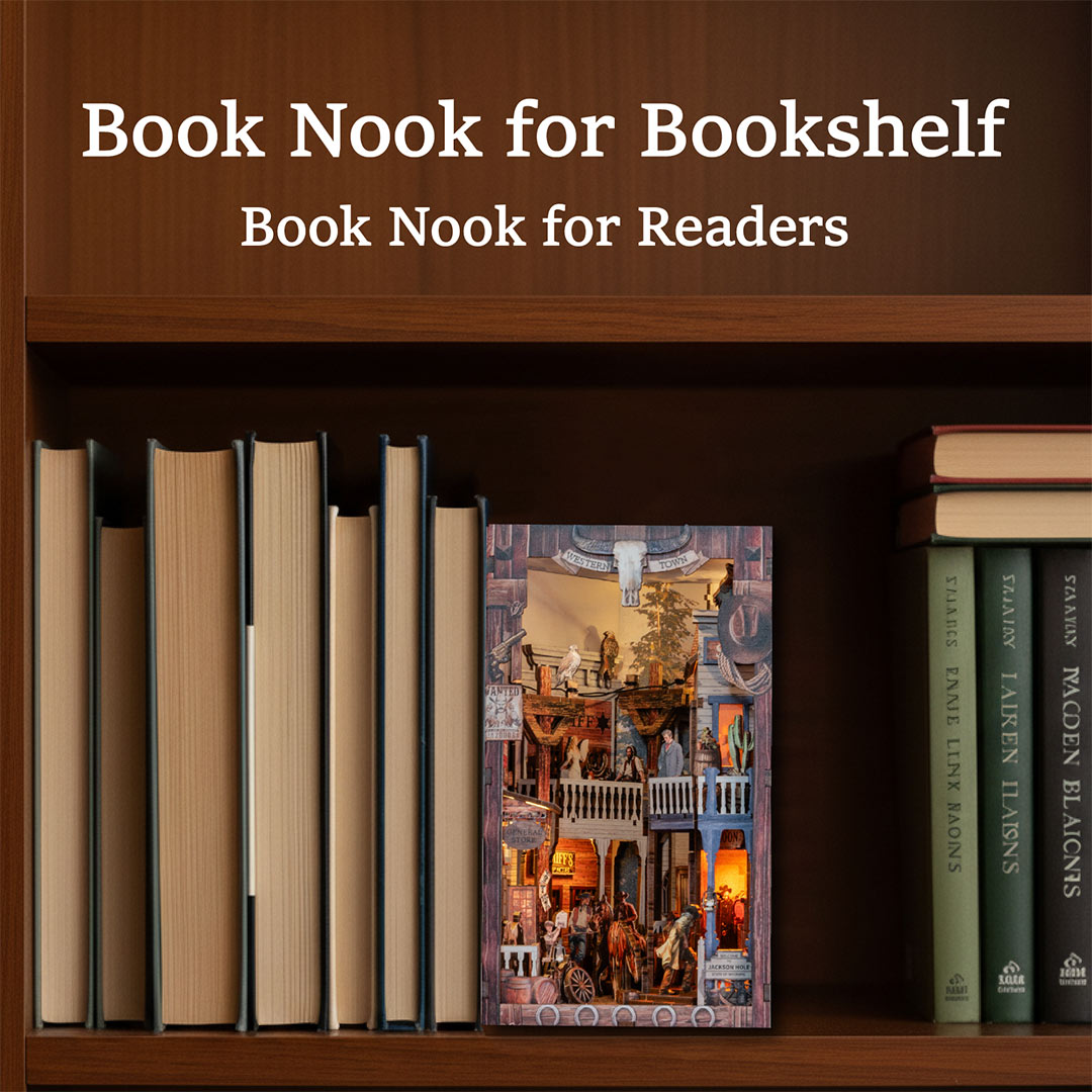 Western Town DIY Wooden Book Nook Shelf Insert – Fifijoy